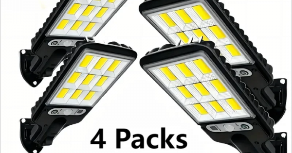 1/2/4-Pack Solar Street Lights, 108 COB LED Outdoor Wall Lights with ...